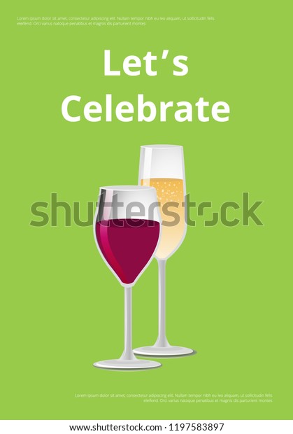Lets Celebrate Alcohol Drinks Poster Glass Stock Vector (Royalty Free ...