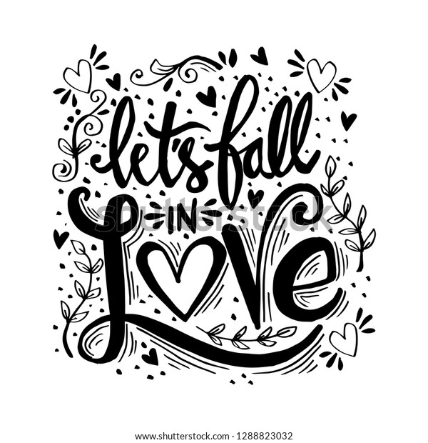 Lets Fall Love Phrase Hand Lettering Stock Vector (Royalty Free) 1288823032