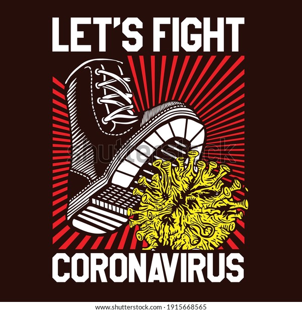 Lets Fight Coronavirus Boot Propaganda Poster Stock Vector (Royalty ...