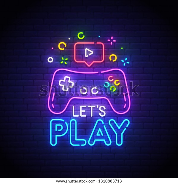 Lets Play Neon Sign Bright Signboard Stock Vector (Royalty Free ...