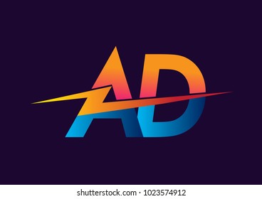 Letter Ad Logo Lightning Icon Letter Stock Vector (Royalty Free ...