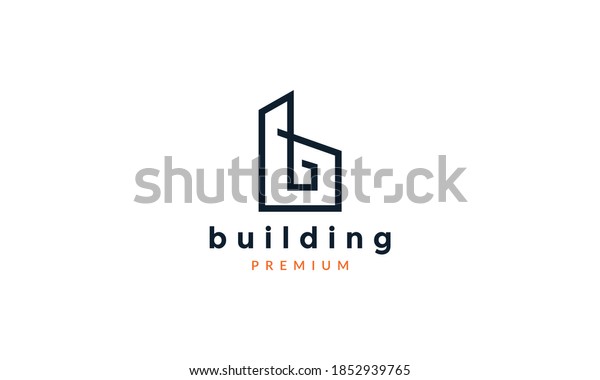 Letter B Building Line Outline Logo Stock Vector (Royalty Free ...