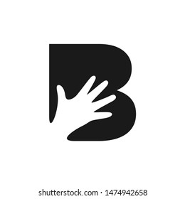 Letter B Hand Logo Design Template Stock Vector (Royalty Free ...