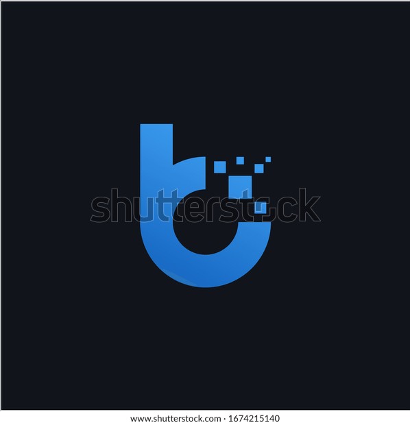 Color azul del logotipo del píxel B de la letra. Ilustración vectorial ...