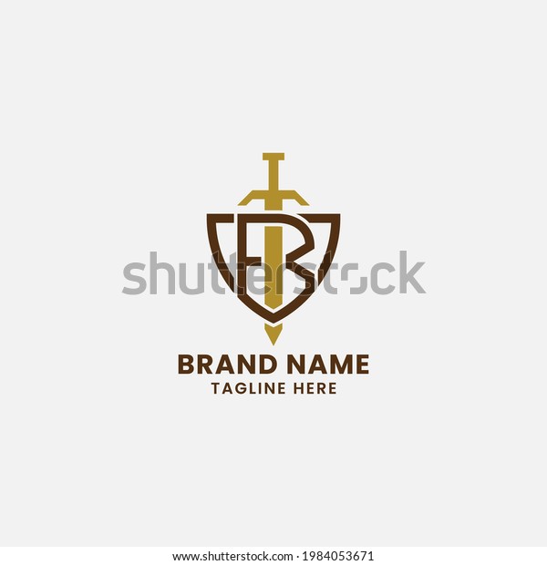 Letter B Sword On Shield Monogram Stock Vector (Royalty Free ...