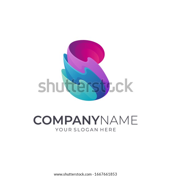 Letter B Wave Logo Concept Colorful Stock Vector (Royalty Free ...