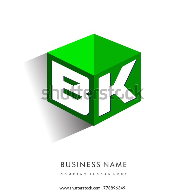 Letter Bk Logo Hexagon Shape Green Stock Vector (Royalty Free) 778896349