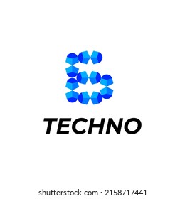 Letter Blue Tech Modern Logo Design Stock Vector (Royalty Free ...