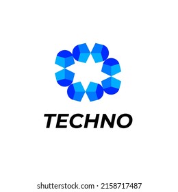 Letter Blue Tech Modern Logo Design Stock Vector (Royalty Free ...