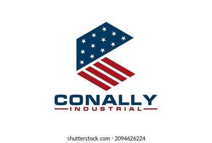 Letter C American Flag Logo Design Stock Vector (Royalty Free ...