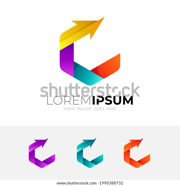 Letter C Arrow Icons Hexagon Style Stock Vector (Royalty Free ...