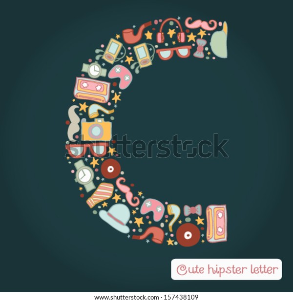 Letter C Bright Hipster Element Colorful Stock Vector (Royalty Free ...
