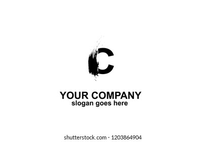 Letter C Brush Logo Design Concept Stock Vector (Royalty Free ...