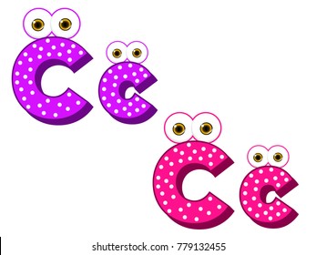 Letter C Capital Small Character Cartoon Stock Vector (Royalty Free ...