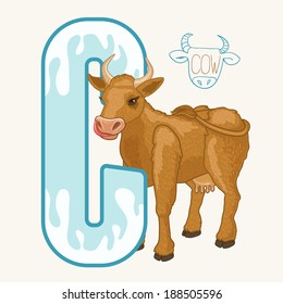 Letter C Cow Stock Vector (Royalty Free) 188505596 | Shutterstock