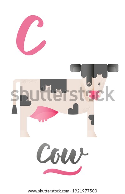 Letter C Cow Abc Illustrations Associated Stock Vector (Royalty Free ...