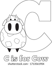 Letter C Cow Upper Letter Printable Stock Vector (Royalty Free ...