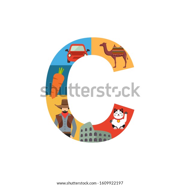 Letter C Educational Poster Kids Alphabet Stock Vector (Royalty Free ...