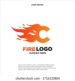Letter C Fire Logo Design Element Stock Vector (Royalty Free ...