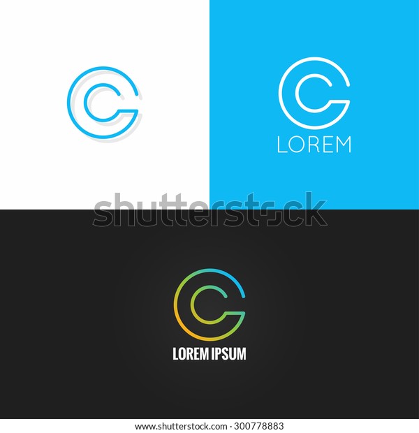 fondo del conjunto de iconos de diseño del logotipo C letra C