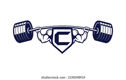 Letter C Logo Muscular Shape Fitness Stock Vector (Royalty Free ...