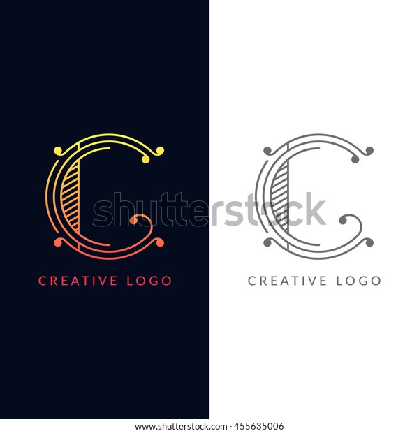 Letter C Logotype Trendy Line Art Stock Vector (Royalty Free) 455635006 ...