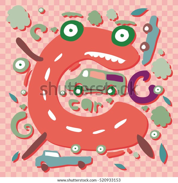 Letter C Monster Vector Illustration Template Stock Vector (Royalty ...