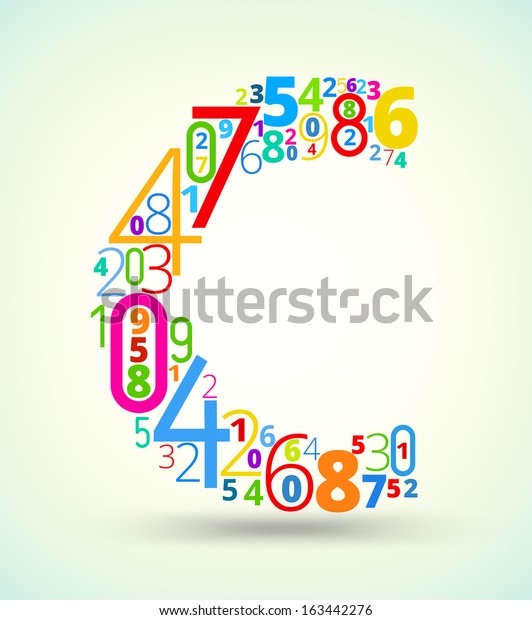 Letter C Rainbow Colored Numbers Typography: เวกเตอร์สต็อก (ปลอดค่า ...