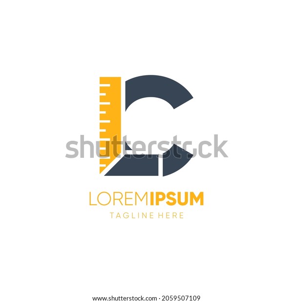 Letter C Ruler Logo Design Vector Stock Vector (Royalty Free ...