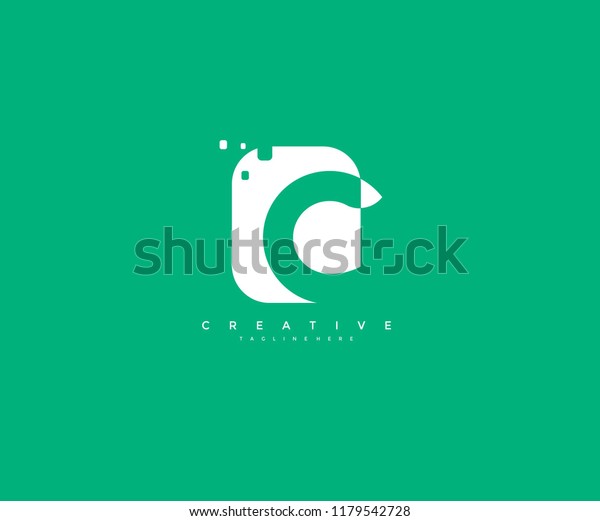 Letter C Square Application Pixel Shape Stock Vector (Royalty Free ...