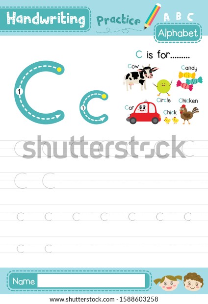 Letter C Uppercase Lowercase Cute Children Stock Vector (Royalty Free ...