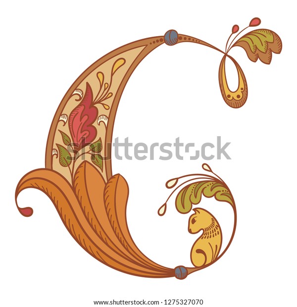 Letter C Vector Letter Engraving Style Stock Vector (Royalty Free ...
