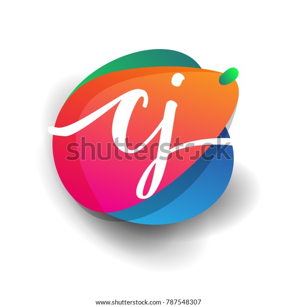Letter Cj Logo Colorful Splash Background Stock Vector (Royalty Free ...