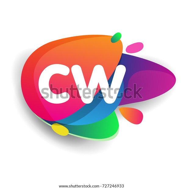 Letter Cw Logo Colorful Splash Background Stock Vector (Royalty Free ...