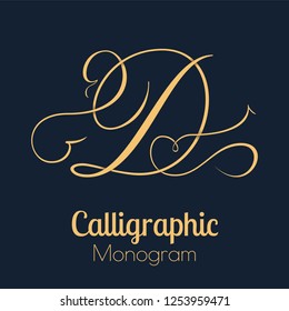 Letter D Elegant Copperplate Monogram Design Stock Vector (Royalty Free ...