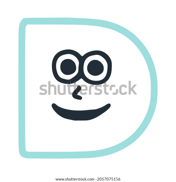 Letter D Happy Eccentric Smiling Character Stock Vector (Royalty Free ...
