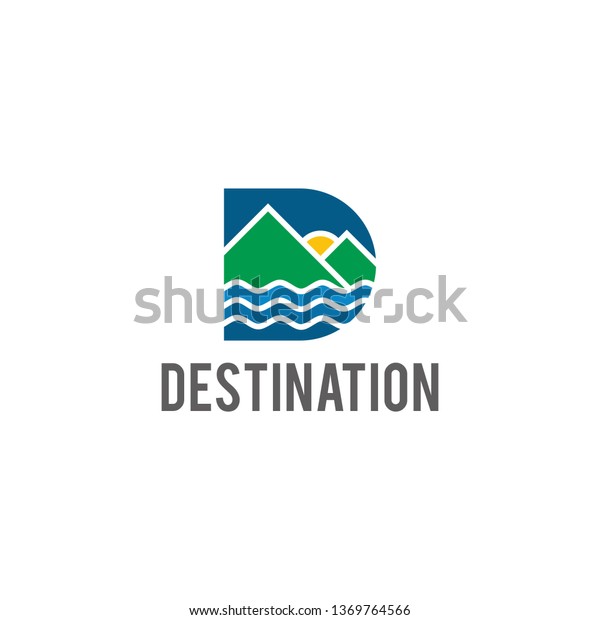 Letter D and landscape logo design inspiration