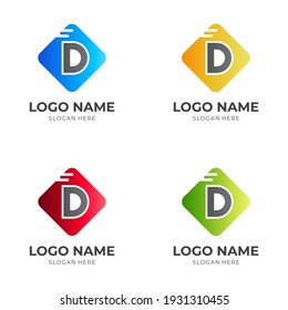 Letter D Logo Square Template Flat Stock Vector (Royalty Free ...
