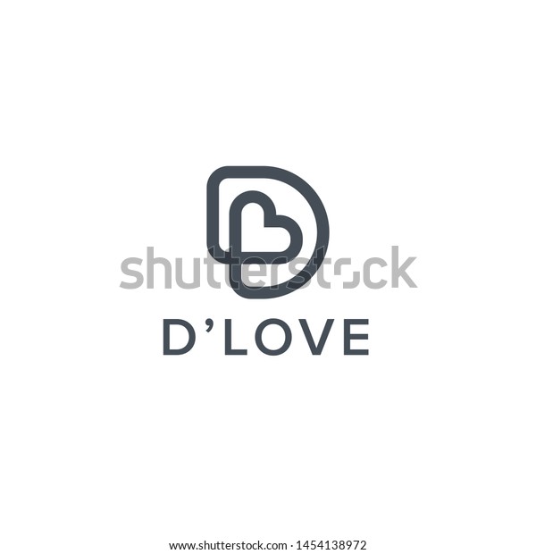 Letter D Love Icon Logo Design Stock Vector (Royalty Free) 1454138972 ...