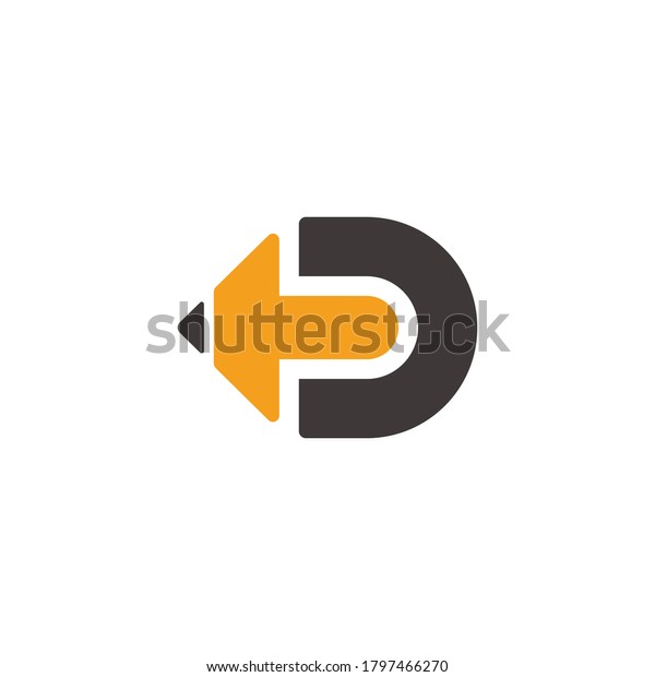 Letter D Pencil Shape Geometric Arrow Stock Vector (Royalty Free ...