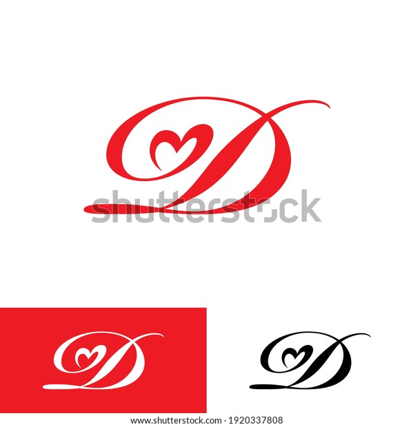 Letter D Red Heart Logo Design Stock Vector (Royalty Free) 1920337808 ...