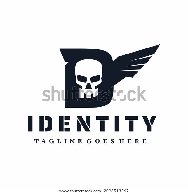 Letter D Skull Wings Logo Design Stock Vector (Royalty Free) 2098513567 ...