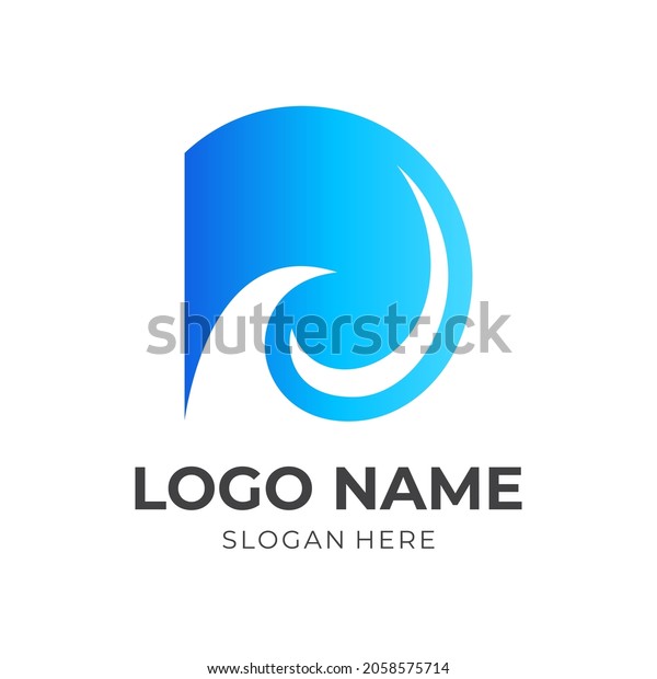 Letter D Wave Logo Design Flat Stock Vector (Royalty Free) 2058575714 ...