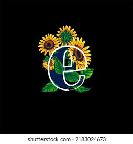 Letter E Alphabet Summer Themed Sunflower Stock Vector (Royalty Free ...