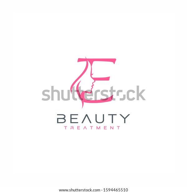 Letter E Beauty Face Logo Design Stock Vector (Royalty Free) 1594465510