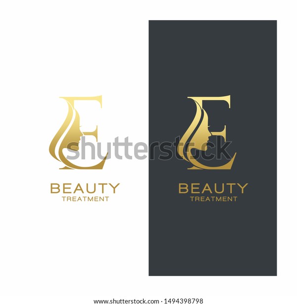 Letter E Beauty Logo Vector Template: vector de stock (libre de ...