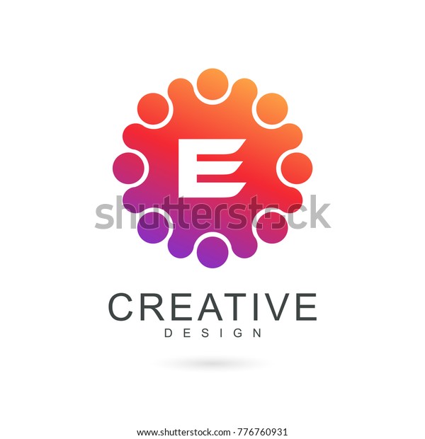 Letter E Dots Logo Smooth Color Stock Vector (Royalty Free) 776760931