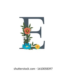 Letter E Floral Design Lettering Alphabet Stock Vector (Royalty Free ...