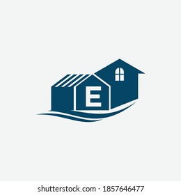 Letter E Home Logo Design Template Stock Vector (Royalty Free ...