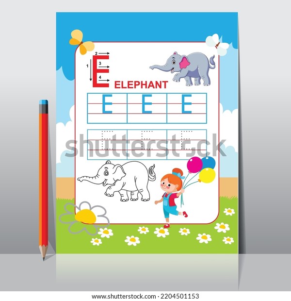 Letter E Learning Kids Alphabet Activity Stock Vector (Royalty Free ...
